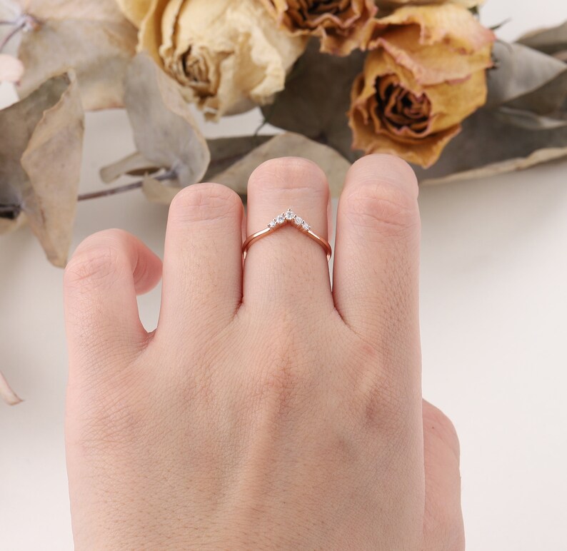 Chevron Stackable V Ring V Stack Cluster Ring Solid Gold - Etsy