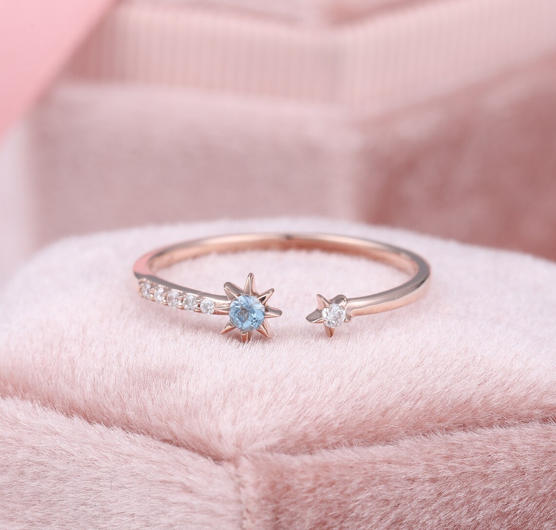 Moon and Star Ring Crescent Star Ring Sun Moon Stars Ring - Etsy