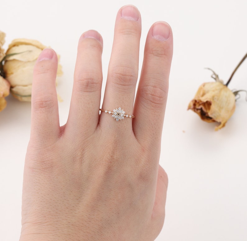 Starburst Engagement Ring Starry Night Diamond Ring Gold - Etsy