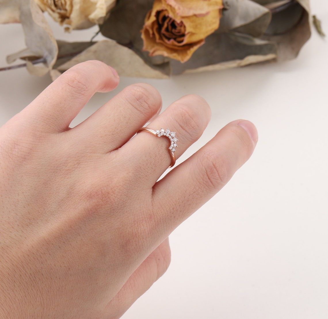 Curved Contour Wedding Band Stackable Wedding Rings Art Deco - Etsy