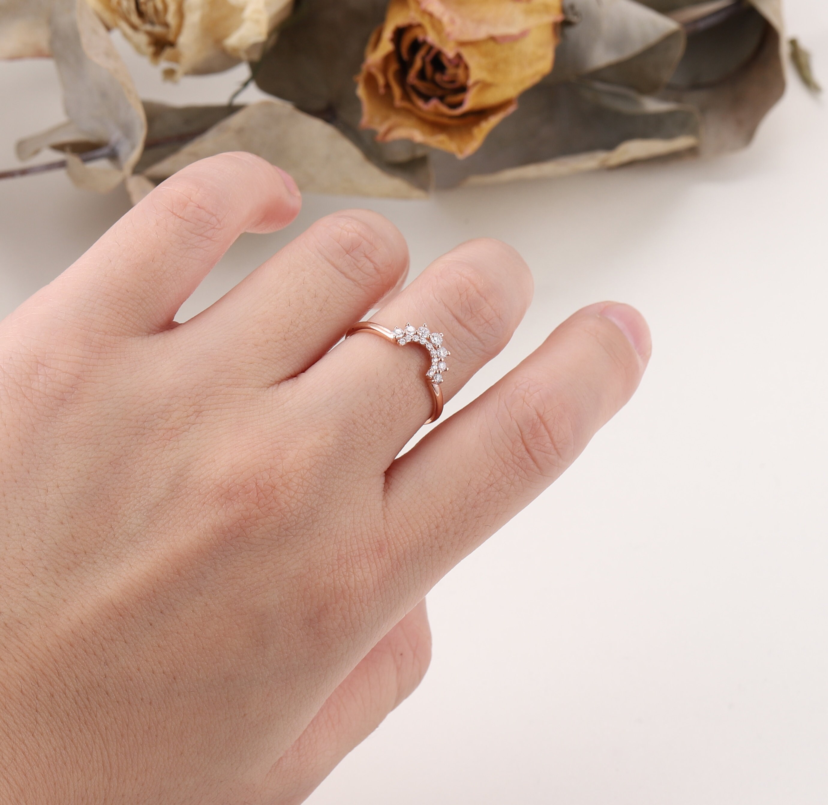 Curved Contour Wedding Band Stackable Wedding Rings Art Deco - Etsy