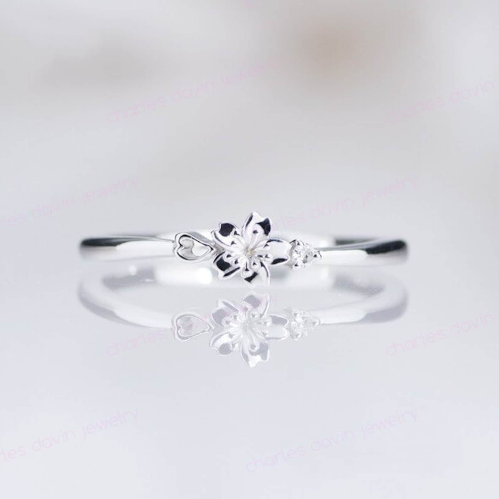 14K Japanese Sakura Ring, Cherry Blossom Ring, Mum Daughter Promise ...