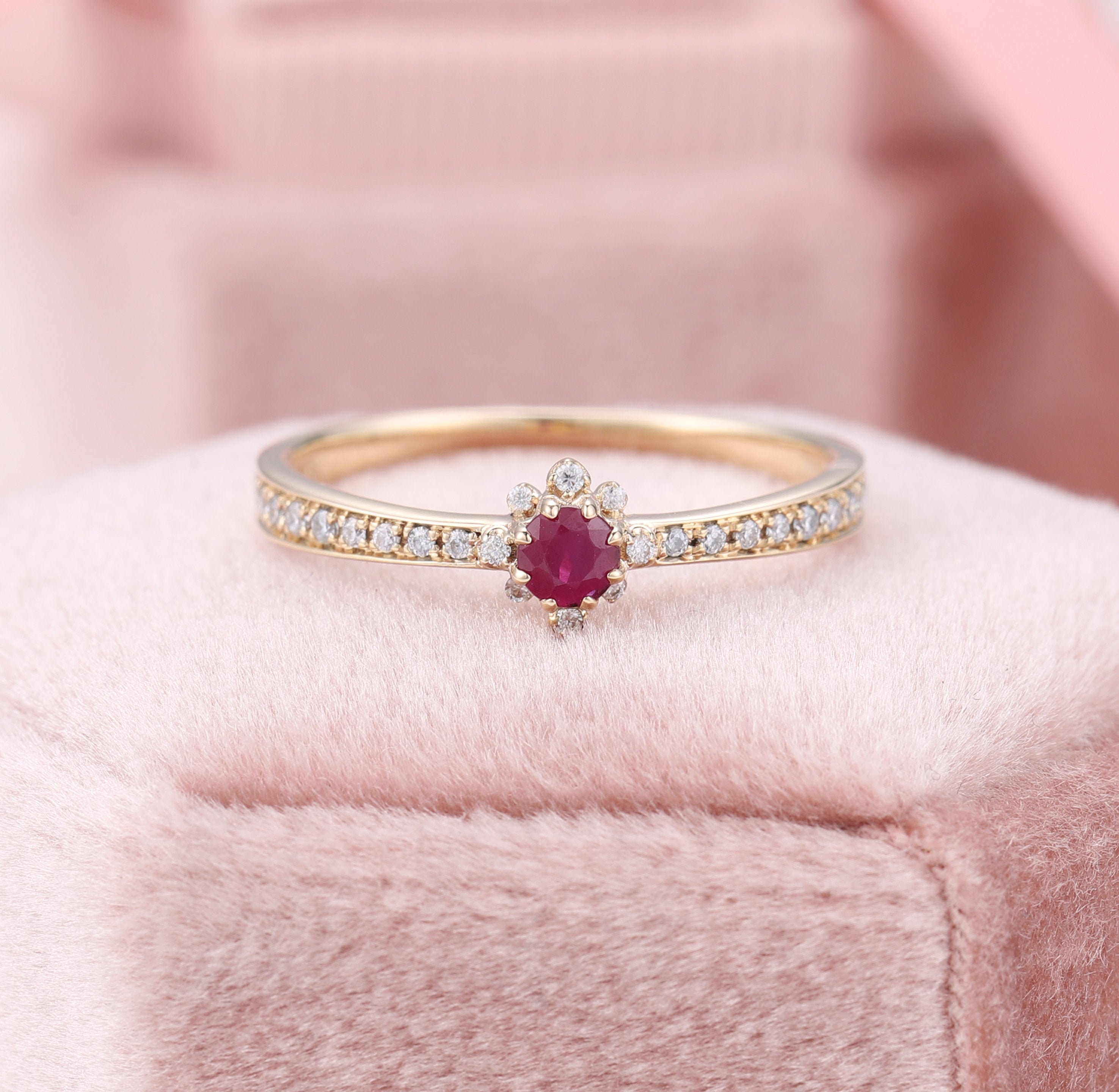 Antique Ruby Solitaire Ring Art Deco Ruby Ring Vintage Ruby - Etsy