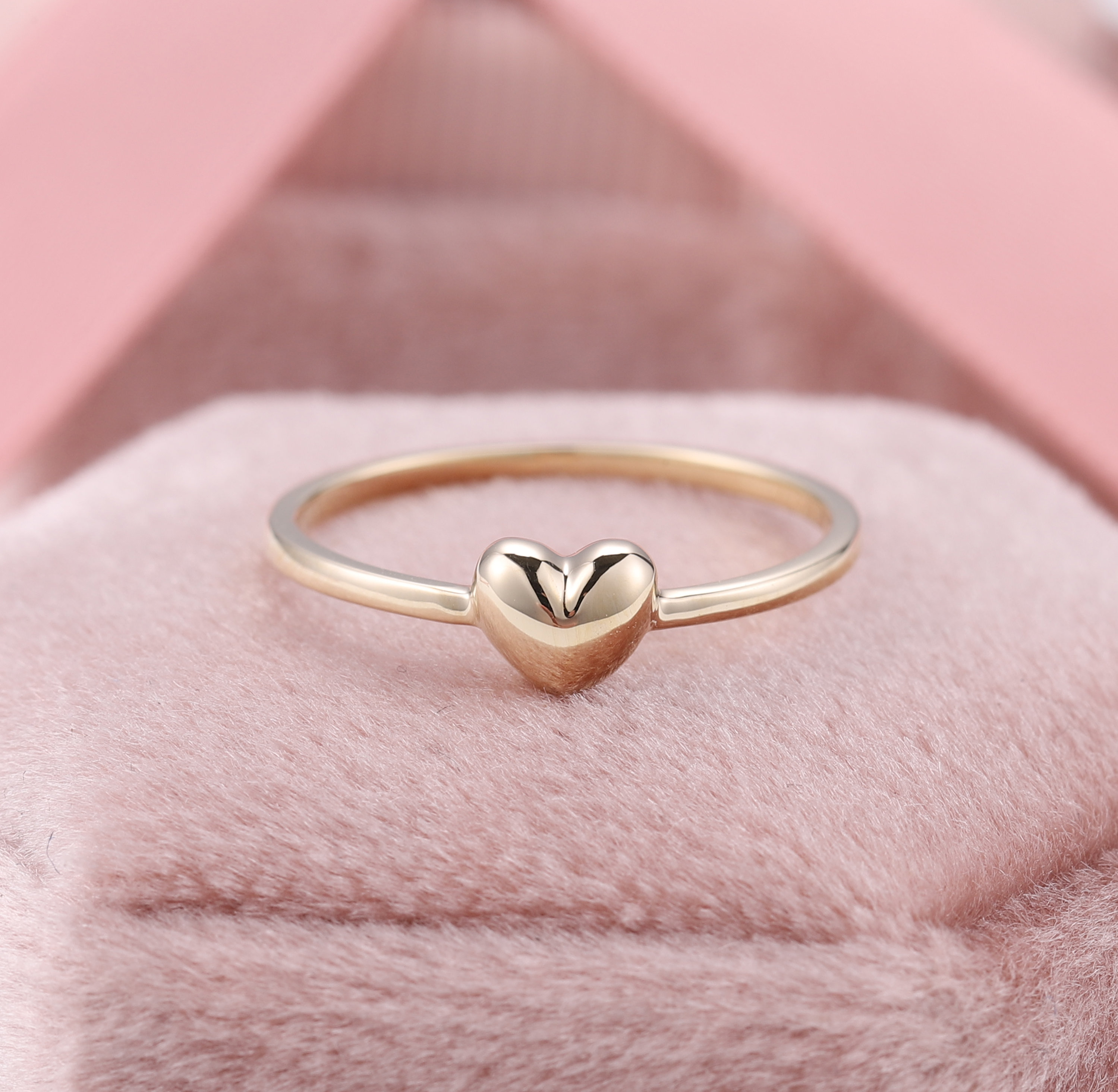Heart Shaped Engagement Ring Solid Gold Love Heart Promise - Etsy
