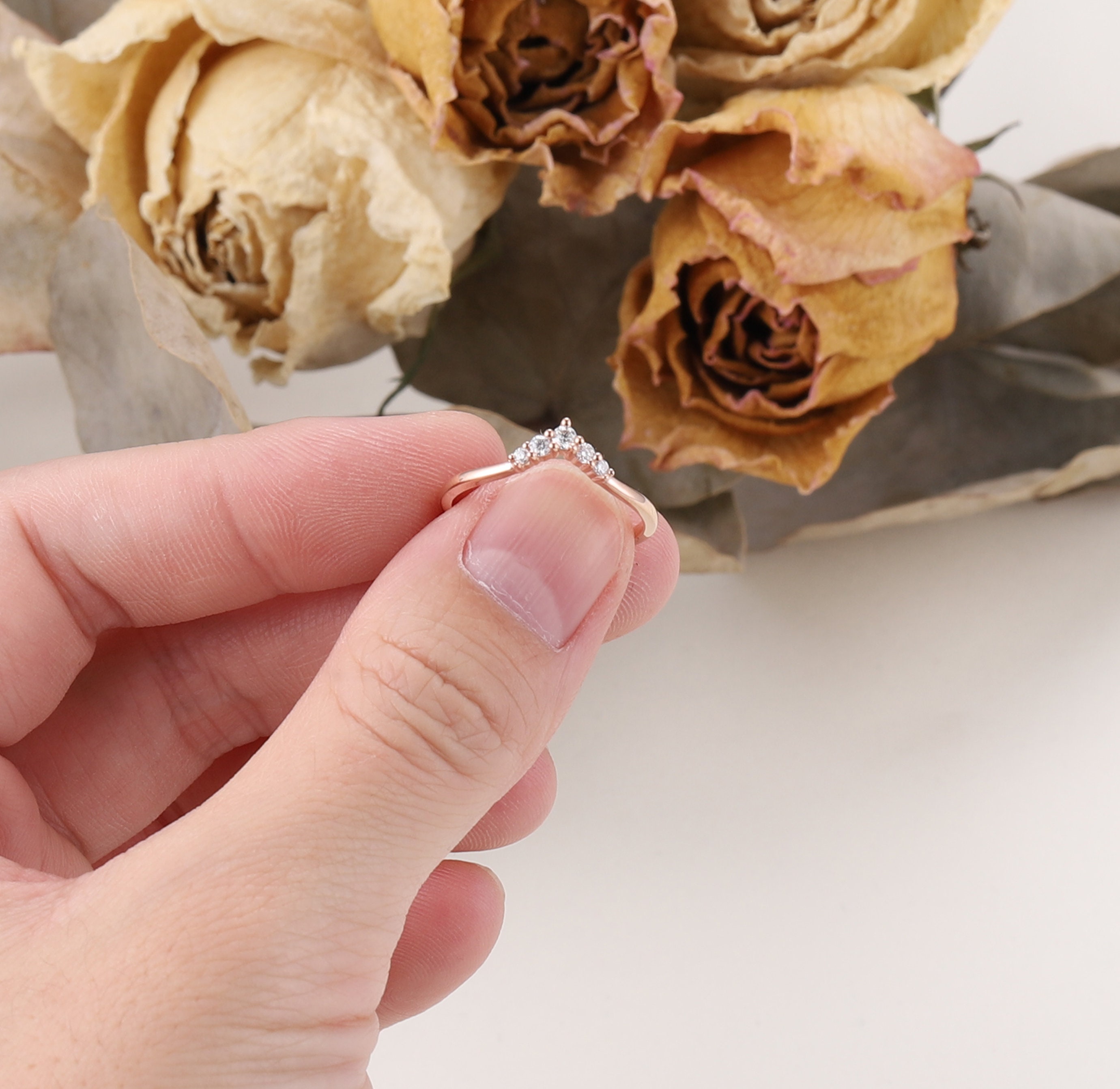 Chevron Stackable V Ring V Stack Cluster Ring Solid Gold - Etsy