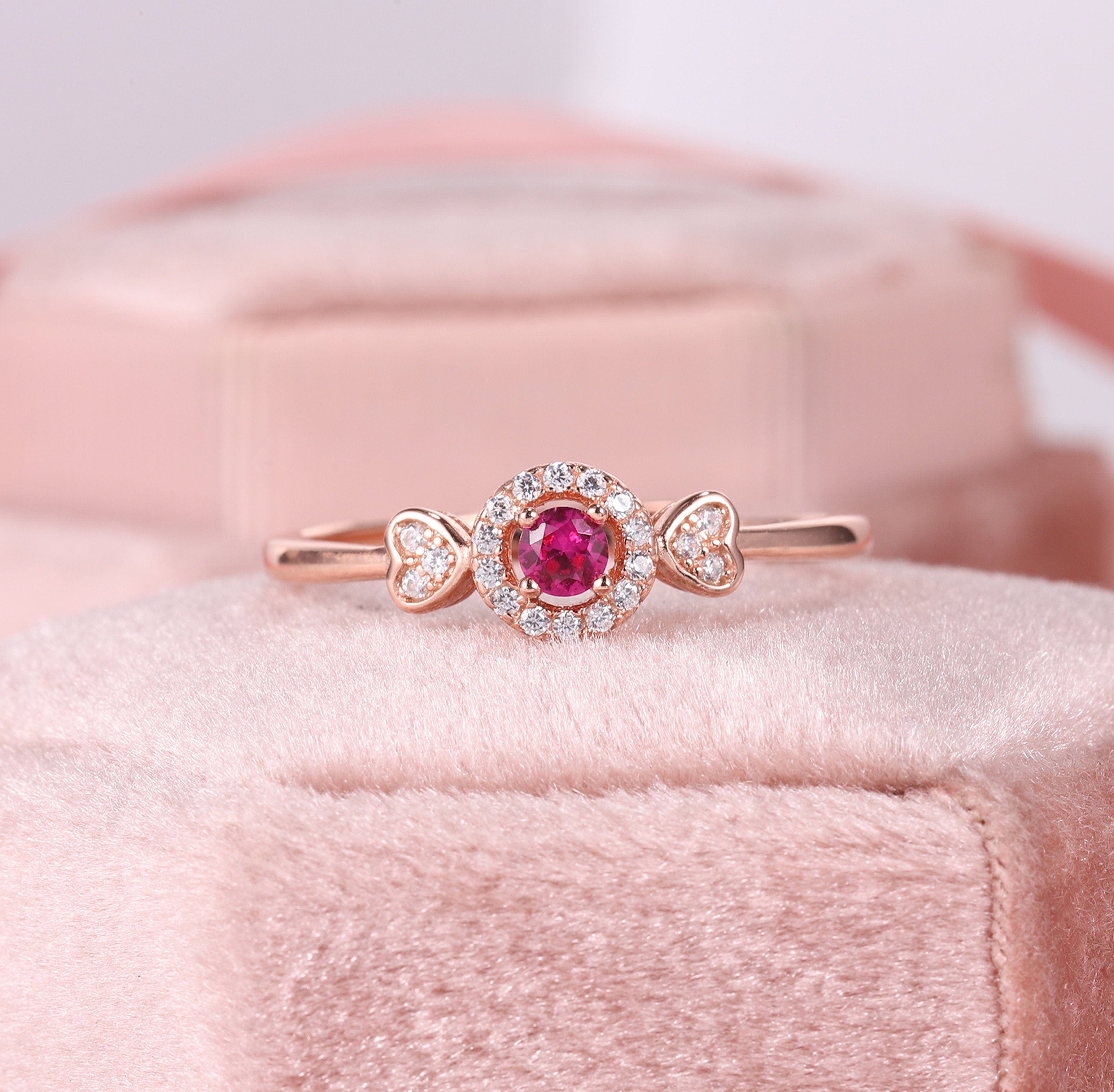 Fuchsia Ruby Diamond Verlovingsringen Natuurlijke Ruby | Etsy