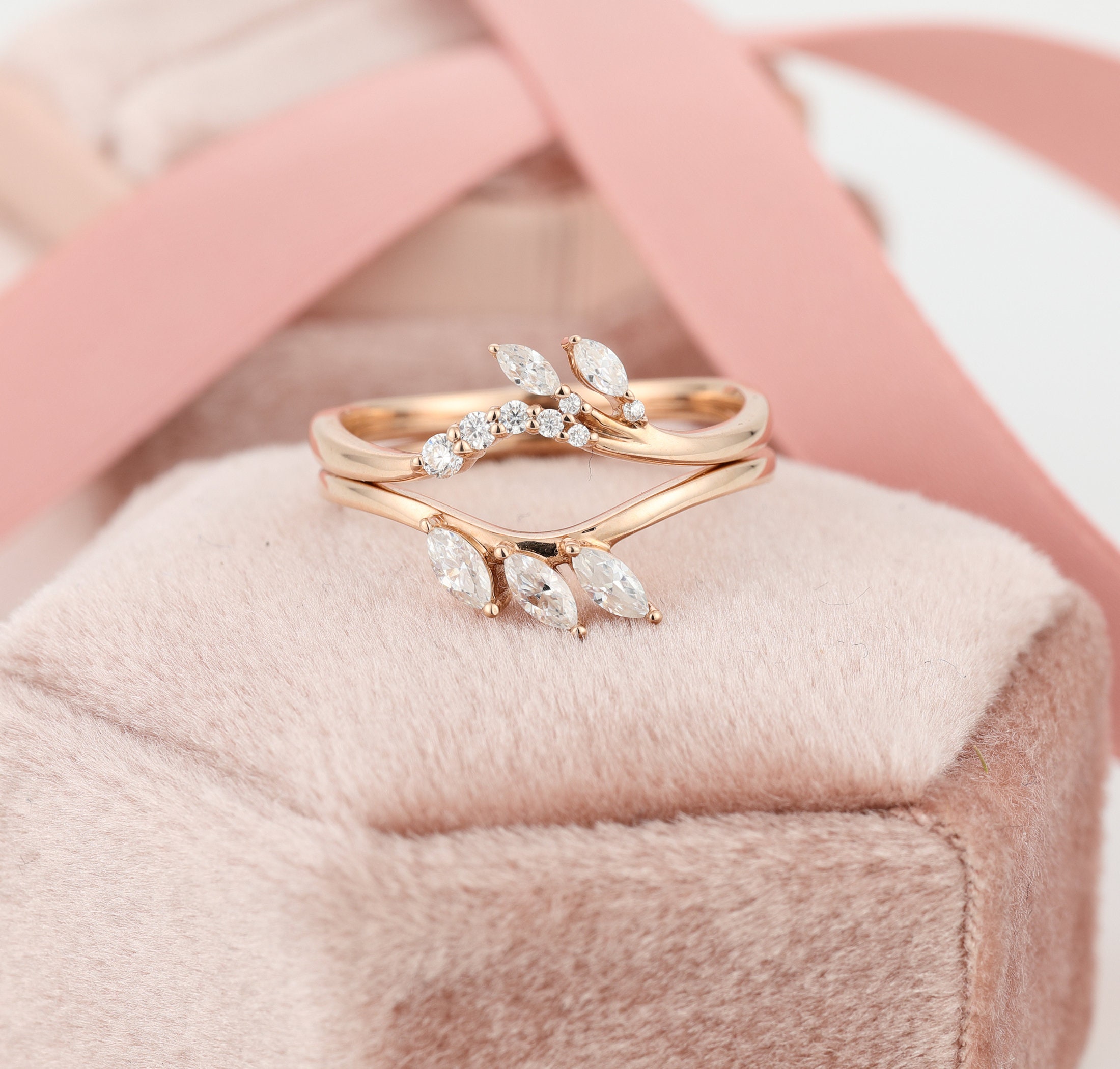 3 Piece Bridal Ring Set Three Sets Wedding Ring Moissanite | Etsy