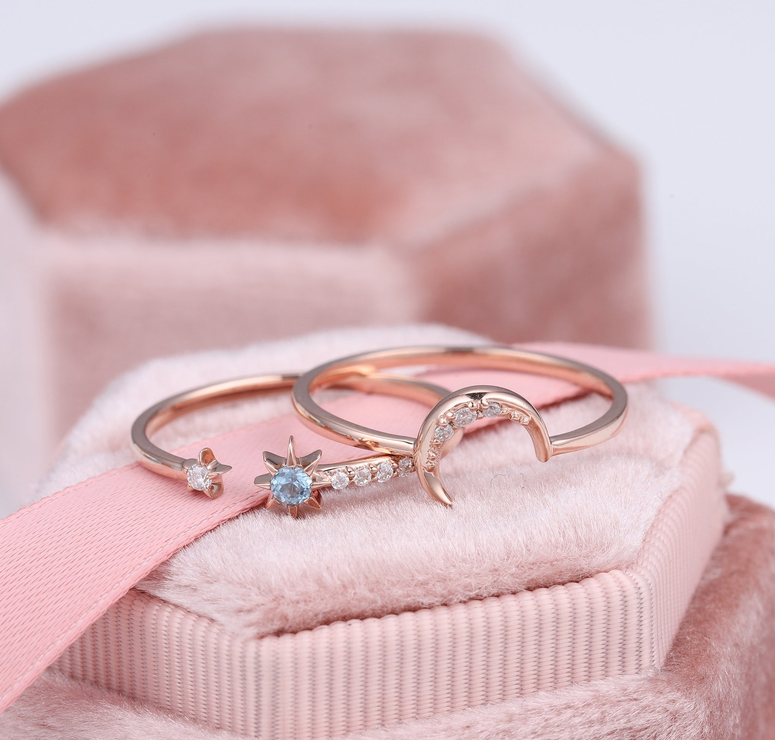 Moon and Star Ring Crescent Star Ring Sun Moon Stars Ring - Etsy