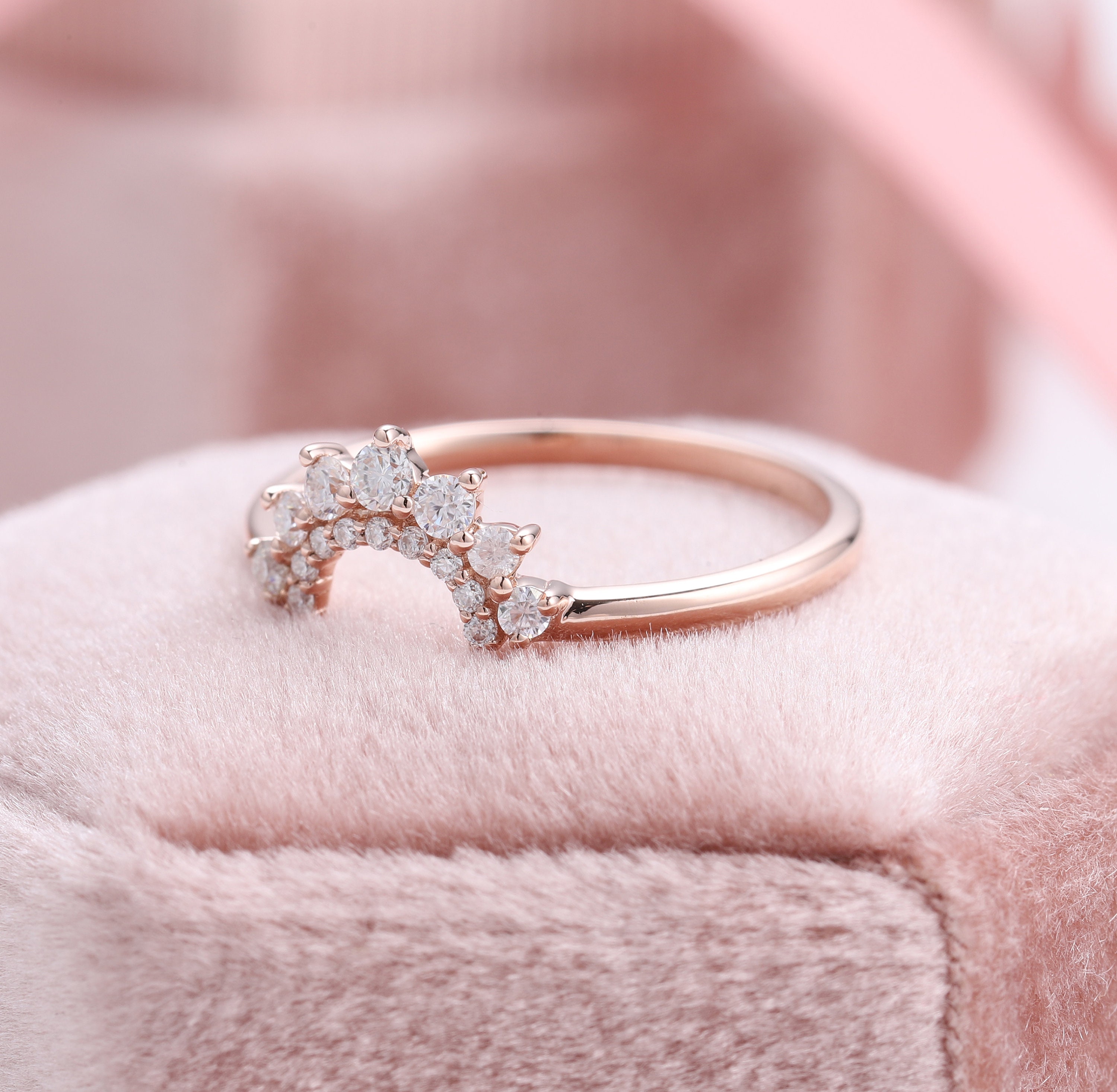 Curved Contour Wedding Band Stackable Wedding Rings Art Deco - Etsy