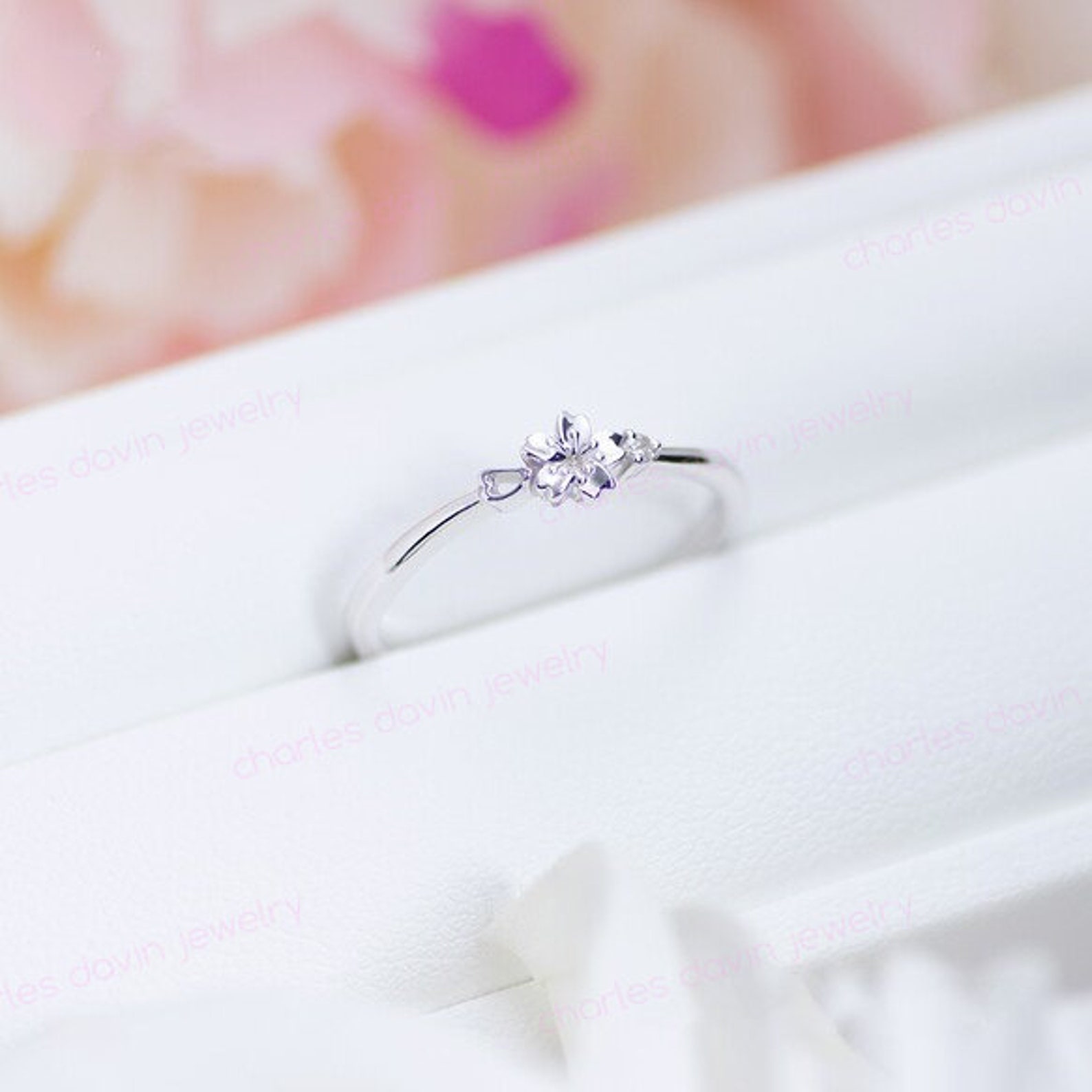 14K Japanese Sakura Ring Cherry Blossom Ring Mum Daughter | Etsy