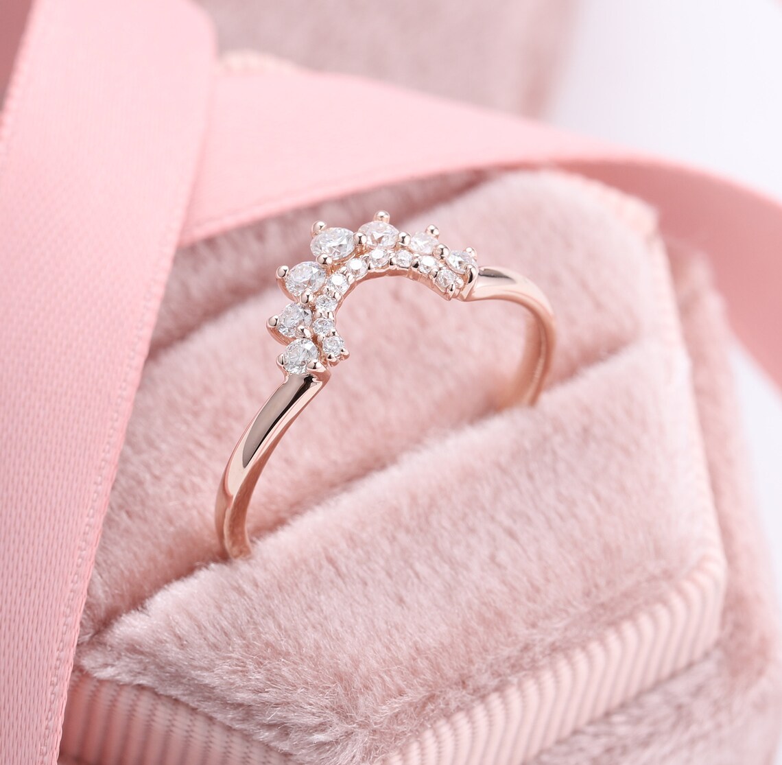 Curved Contour Wedding Band Stackable Wedding Rings Art Deco - Etsy