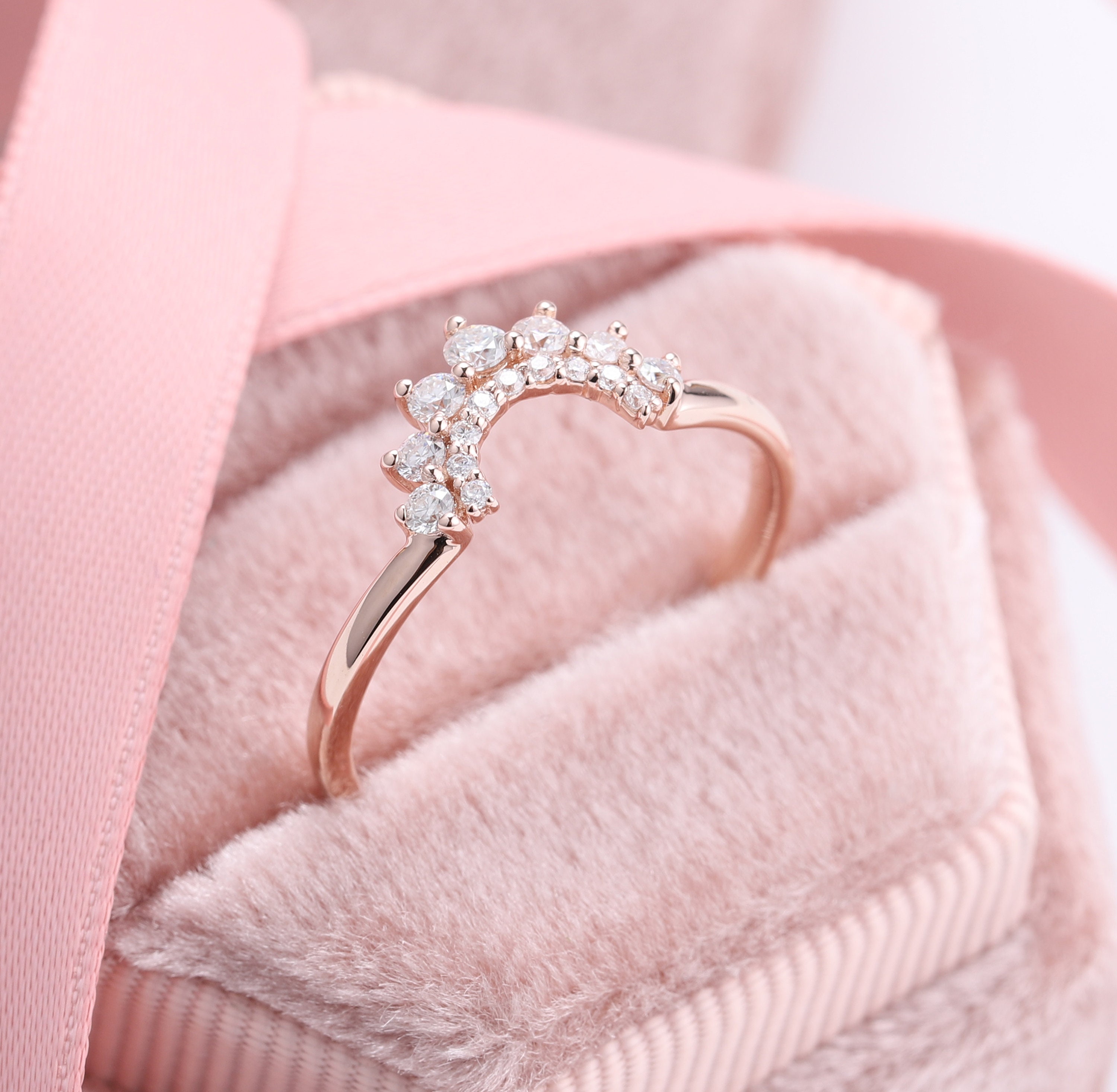 Curved Contour Wedding Band Stackable Wedding Rings Art Deco | Etsy