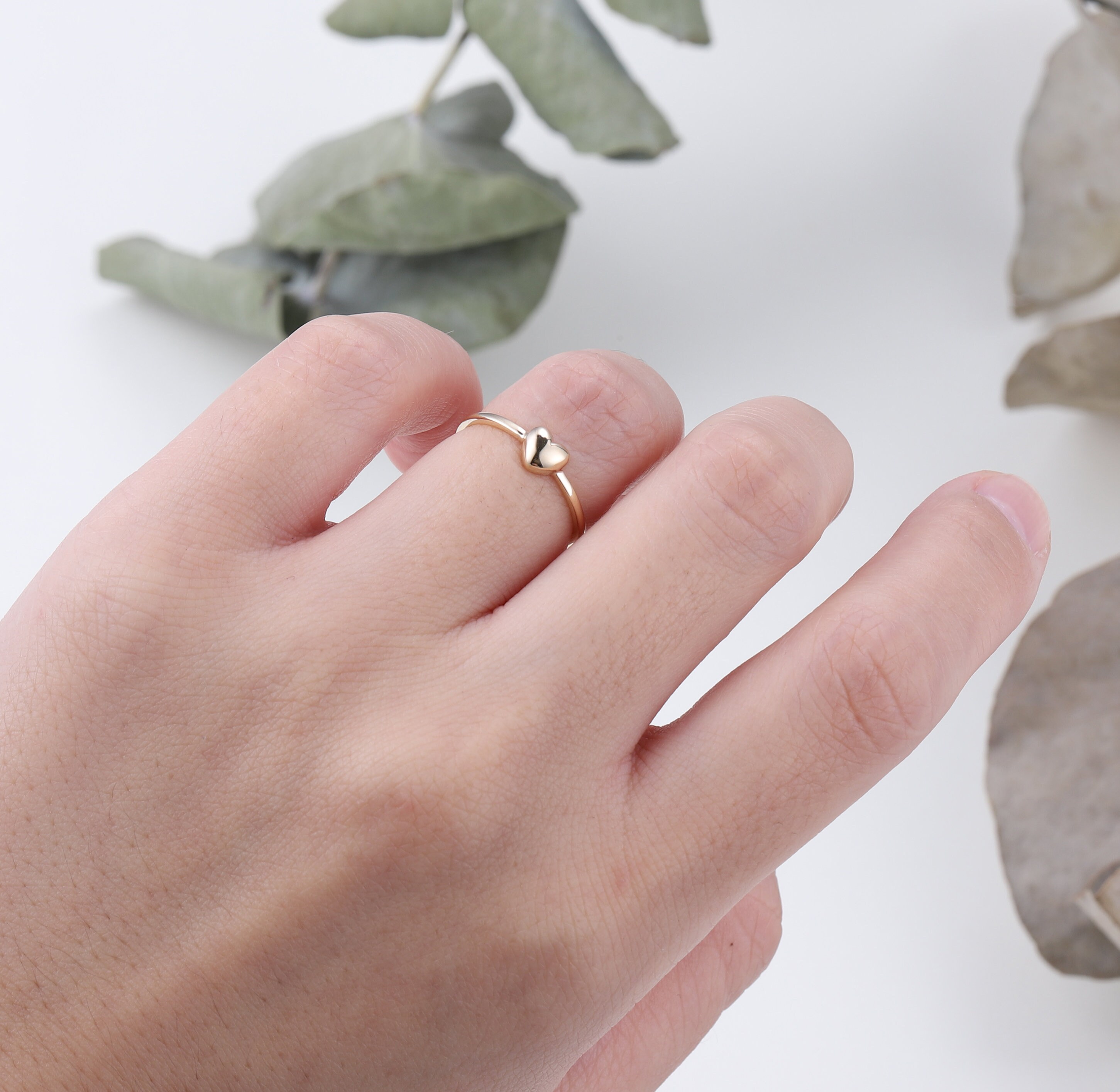 Heart Shaped Engagement Ring, Solid Gold Love Heart Promise Rings, I ...
