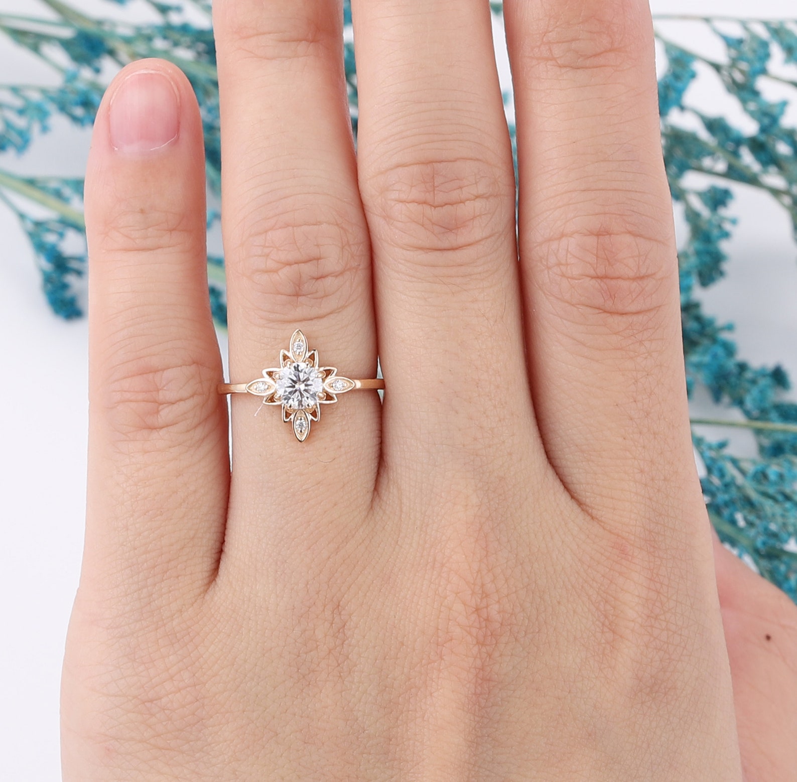 Star Diamond Engagement Ring, Starry Night Promise Ring, 0.5ct ...