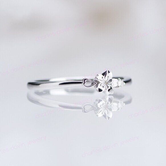 14K Japanese Sakura Ring Cherry Blossom Ring Mum Daughter | Etsy