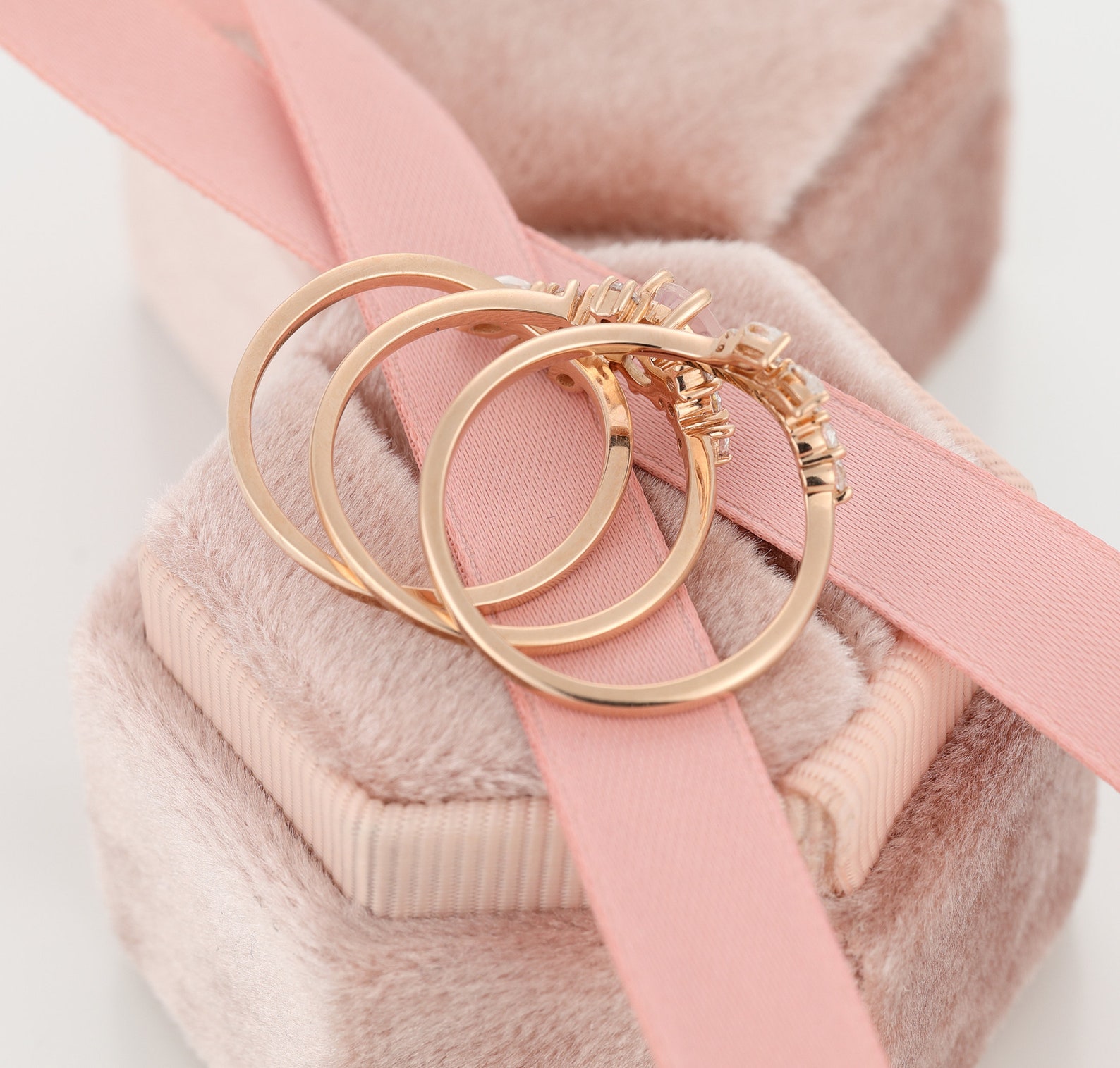 3 Piece Bridal Ring Set Three Sets Wedding Ring Moissanite - Etsy