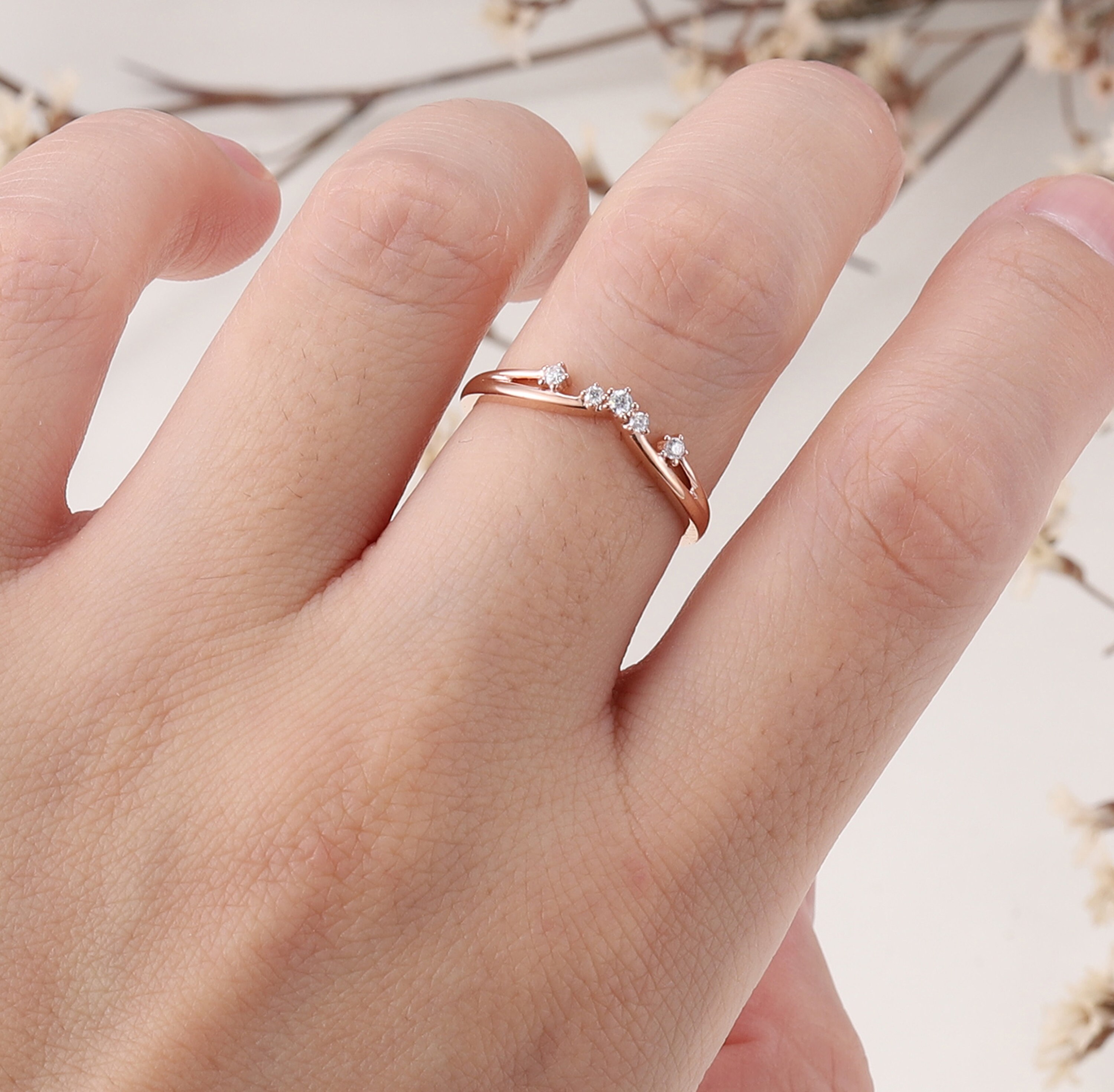 Dainty Rose Gold Stacking Rings Custom Stacked Chevron Rings | Etsy