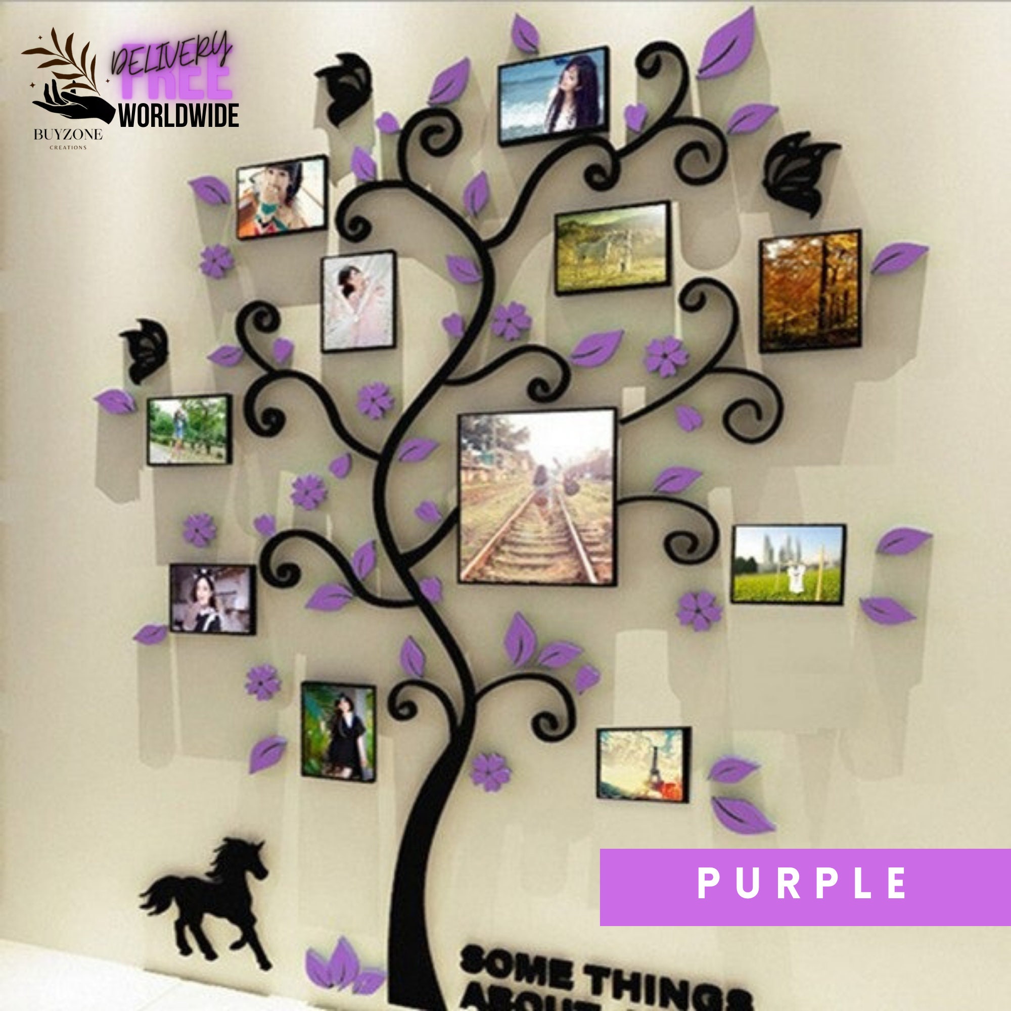 Colorful Multi-pieces Tree Photo Frame 3dx Acrylic Decoration Wall ...