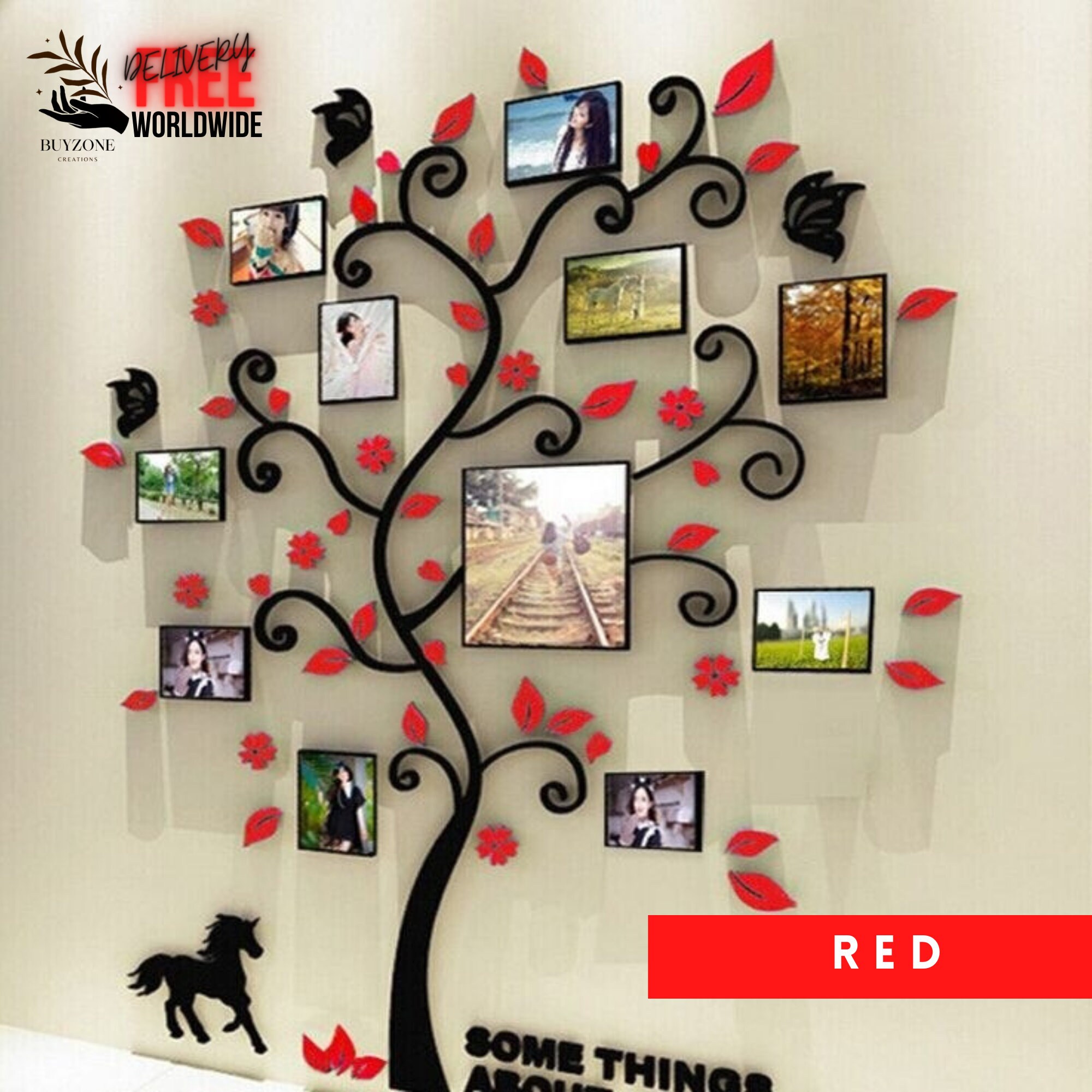Colorful Multi-pieces Tree Photo Frame 3dx Acrylic Decoration Wall ...