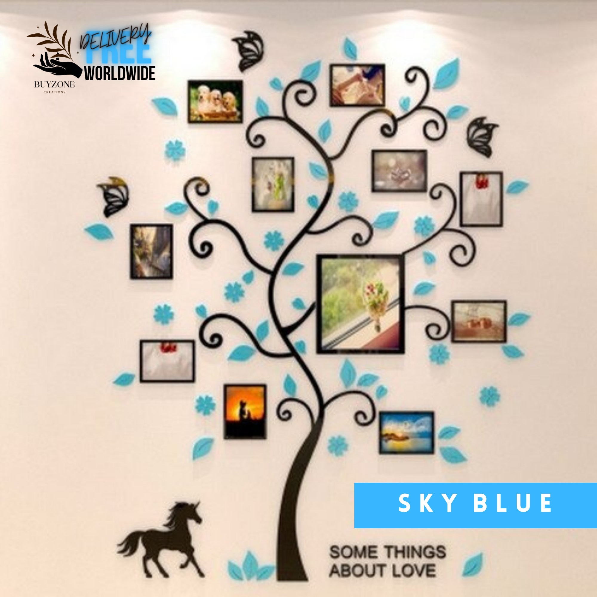 Colorful Multi-pieces Tree Photo Frame 3dx Acrylic Decoration Wall ...