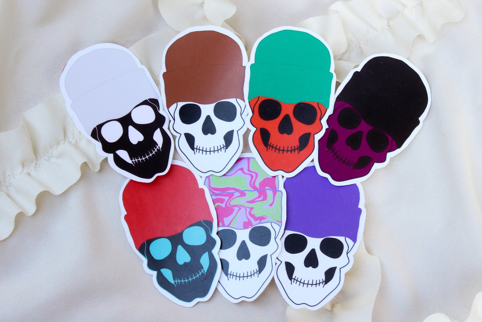 Beanie Skull Sticker Skeleton Sticker Waterproof Sticker - Etsy