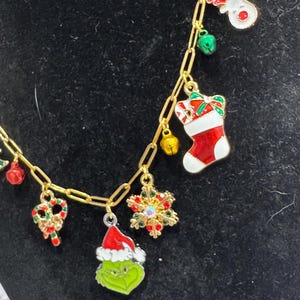 Grinch Themed Charmed Necklace- Holiday* Just Because * Gifts for Her ...