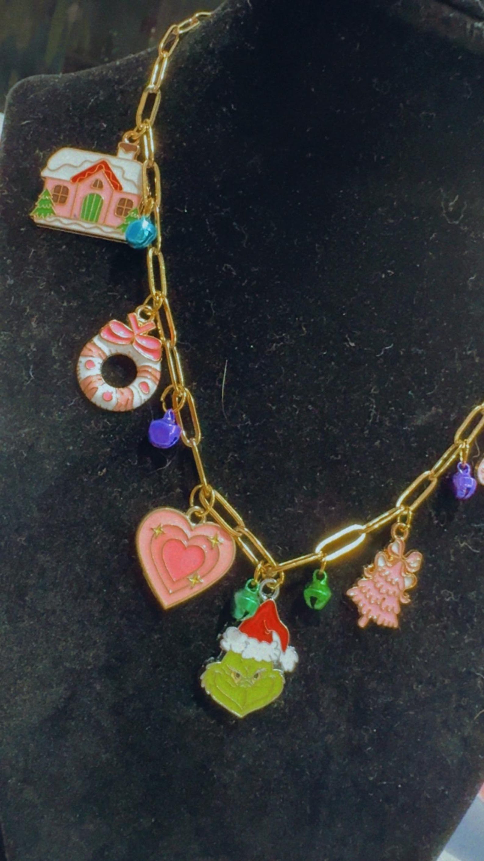 Grinch Themed Charmed Necklace- Holiday* Just Because * Gifts for Her ...