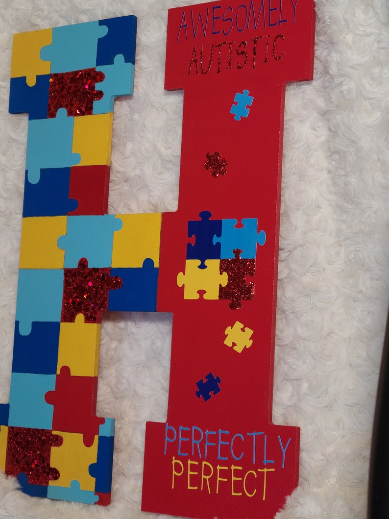 Autism Awareness Custom Painted Letter - Etsy