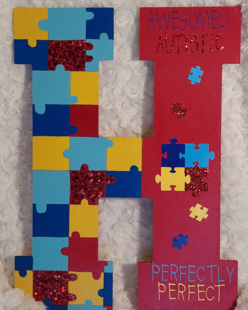 Autism Awareness Custom Painted Letter - Etsy