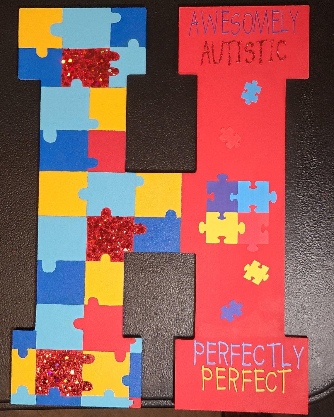 Autism Awareness Custom Painted Letter - Etsy