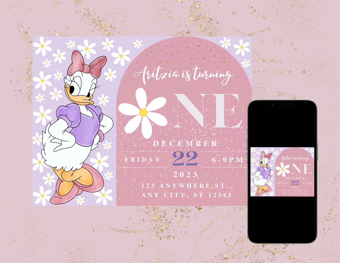 Daisy Duck 1st Birthday Party Invitation - Etsy Canada