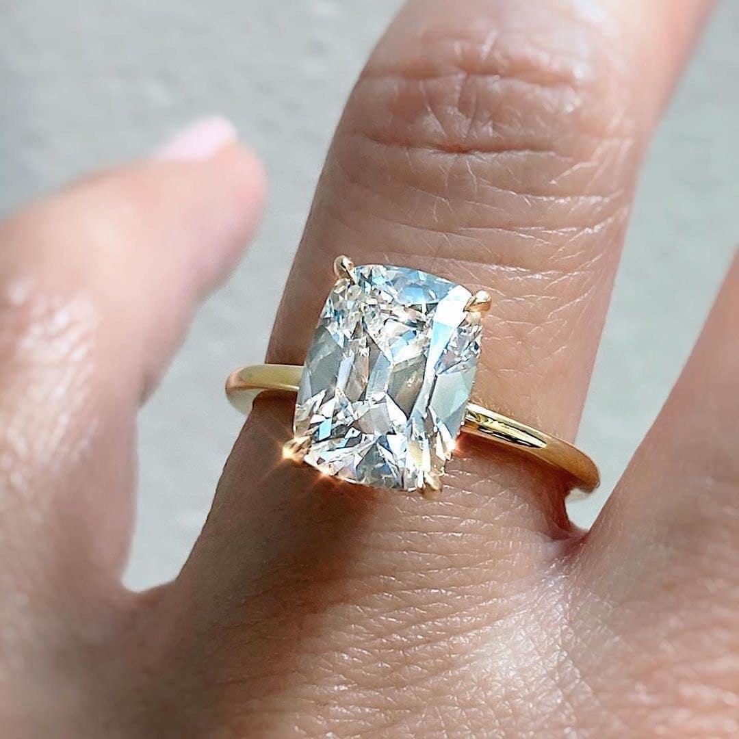 2.25CT Radiant Cut Diamond Ring, Solitaire With Accents Anniversary ...