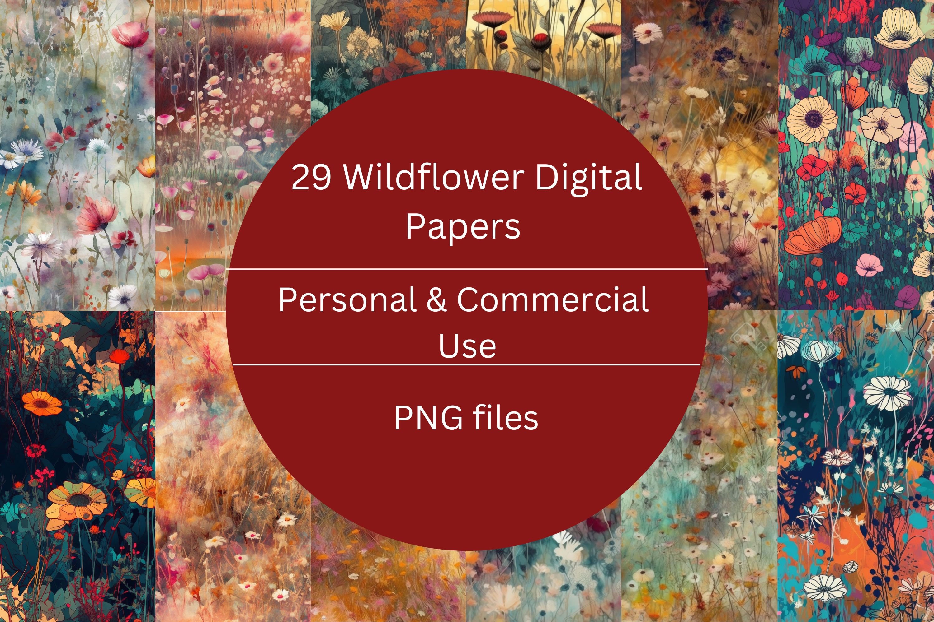 Retro Seventies Seamless Digital Paper Bundle Vintage Retro Commercial ...