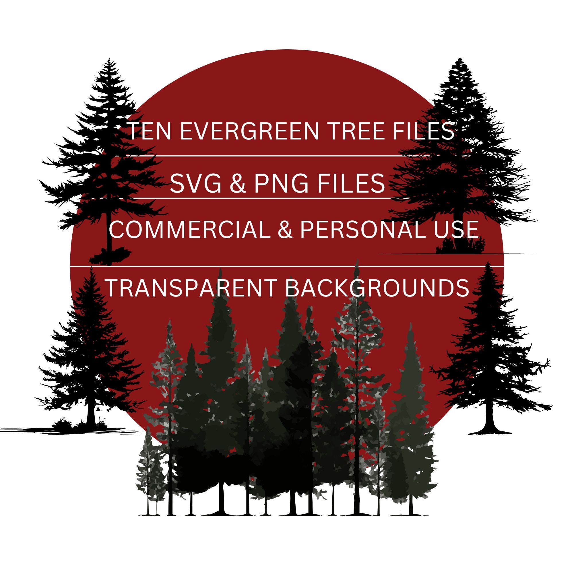 Evergreen Tree Trees Svgs Pngs Plasma Laser SVG Silhouette Cuttable ...