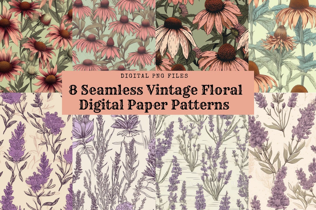 Vintage Floral Digital Paper Download|scrapbooking|card Making ...