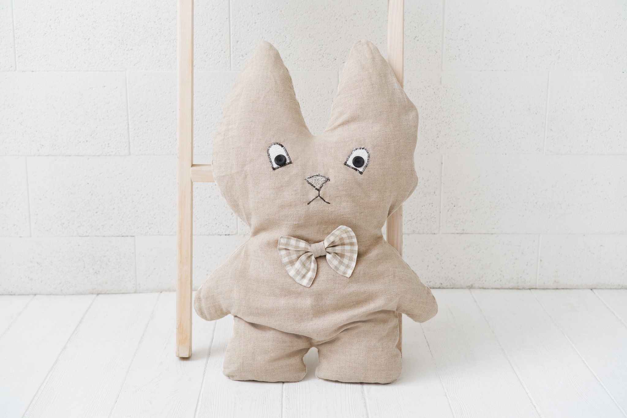 Baby Kids Soft Linen Bunny Pillow Toy, Handmade Stuffed Toy Animal ...