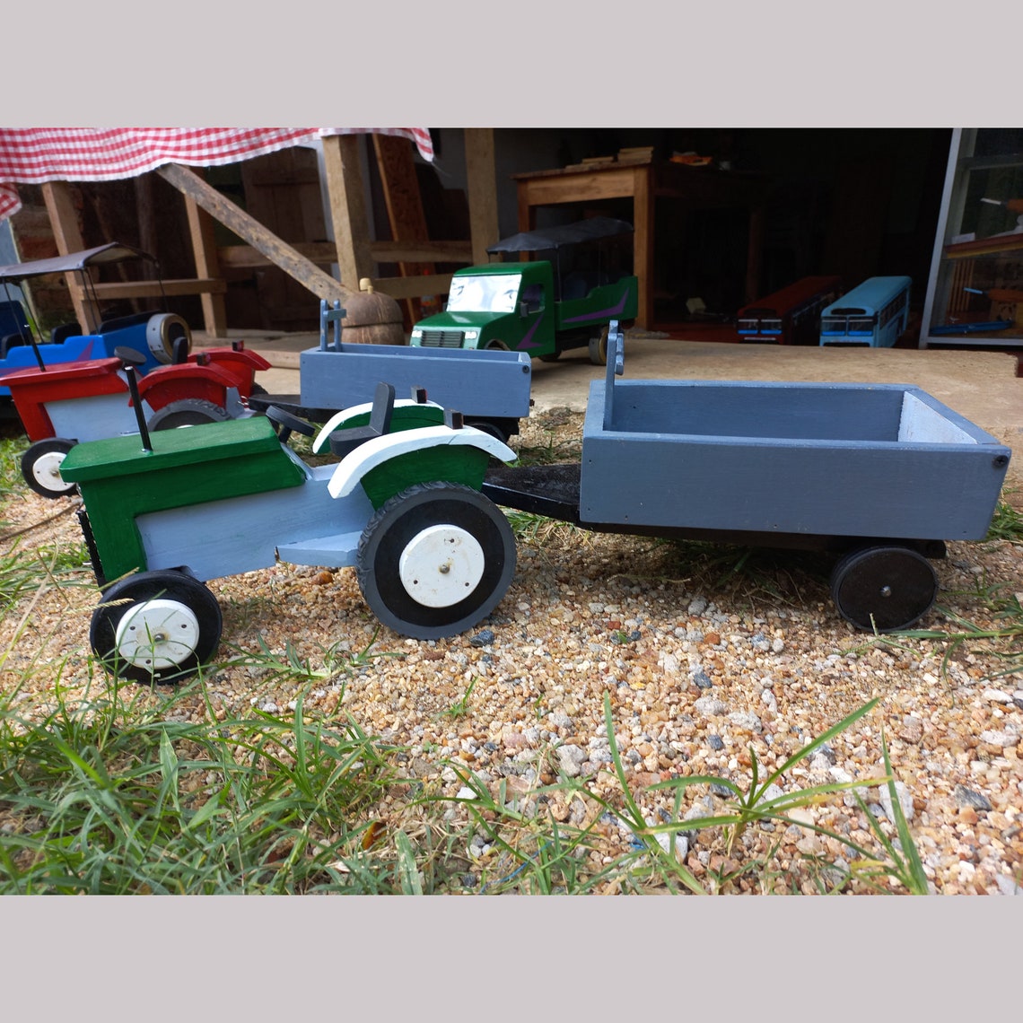 Handmade Large Wooden Tractor With Trailer Educational Toy Gifts for ...