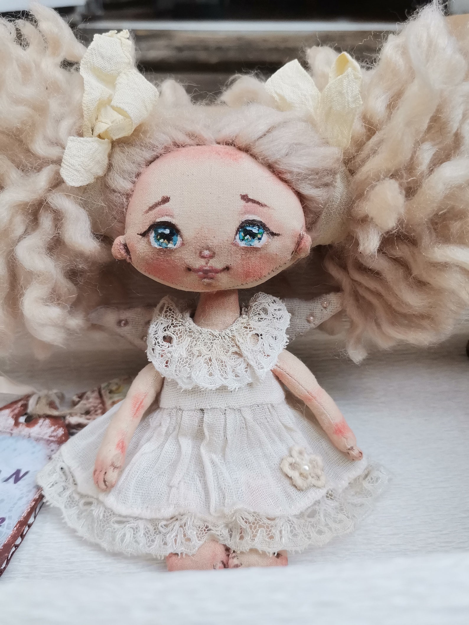 Rag Angel, Textile Doll, Personal Talisman With Wings and Dangling Legs ...