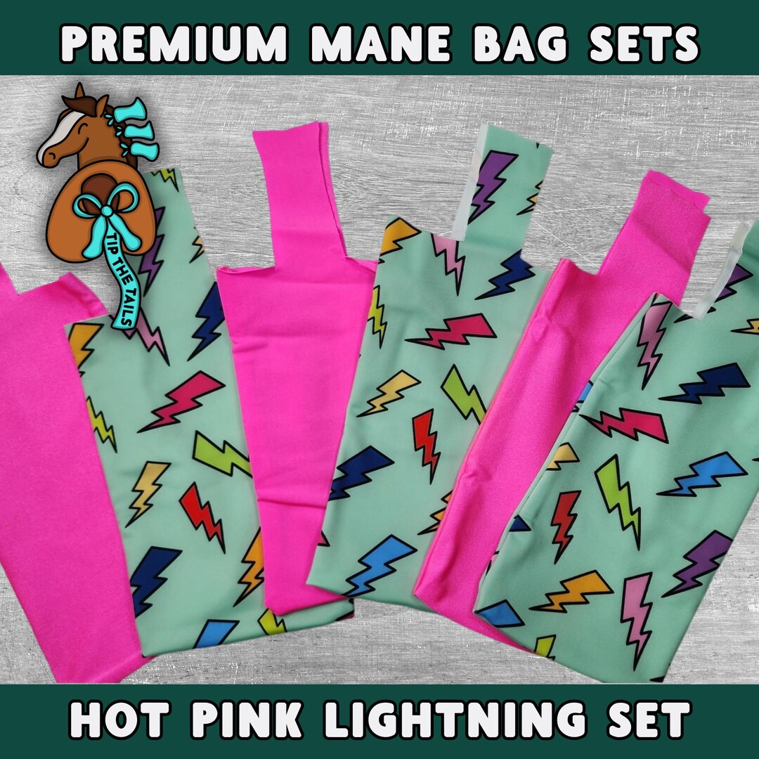Pink Lightning Equine Mane Bag Set, Horse Mane Bags for Equestrian ...
