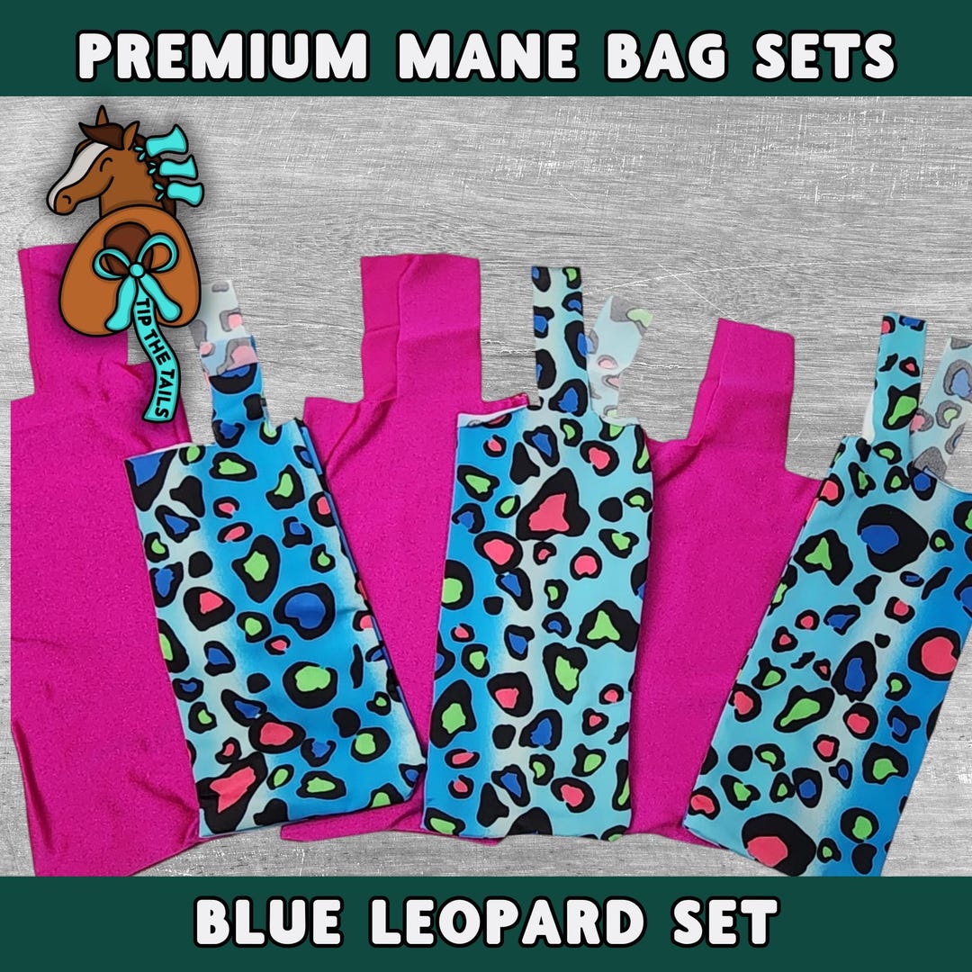 Magenta Leopard Equine Mane Bag Set, Horse Mane Bags for Equestrian ...