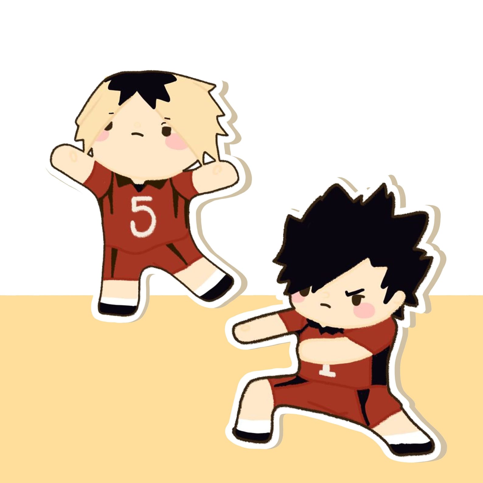 Kenma & Kuroo Jumping Chibi Stickers Haikyuu | Etsy