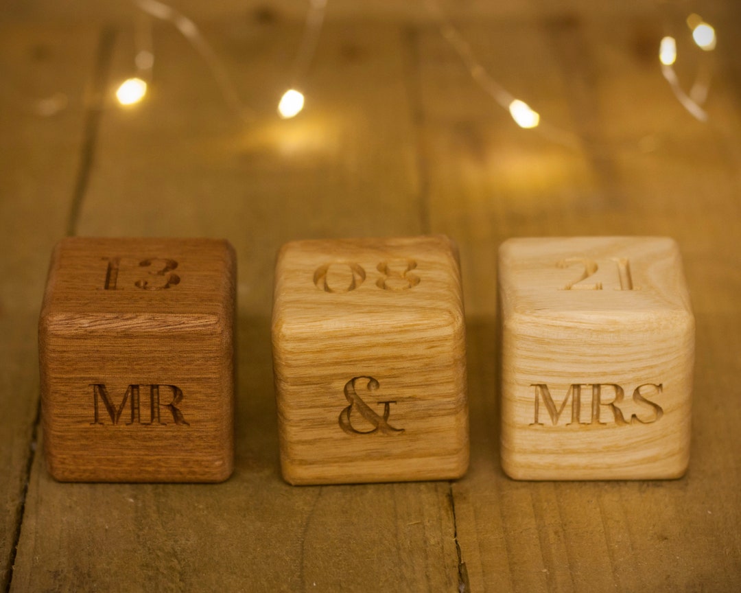 Handmade Solid Wood Anniversary Date Reminder Gift Blocks Oak Ash ...