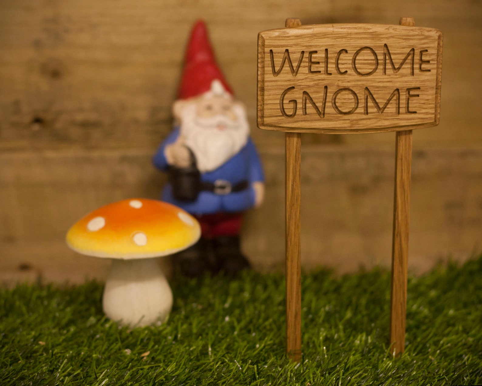 Gnome Garden Sign Gnome Village Real Wood Solid Oak Handmade - Etsy