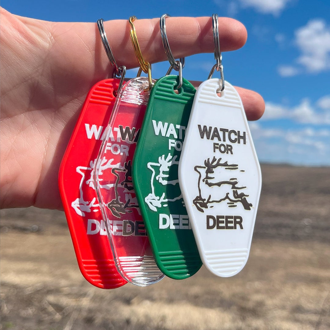 Watch for Deer - Motel Keychain - Etsy