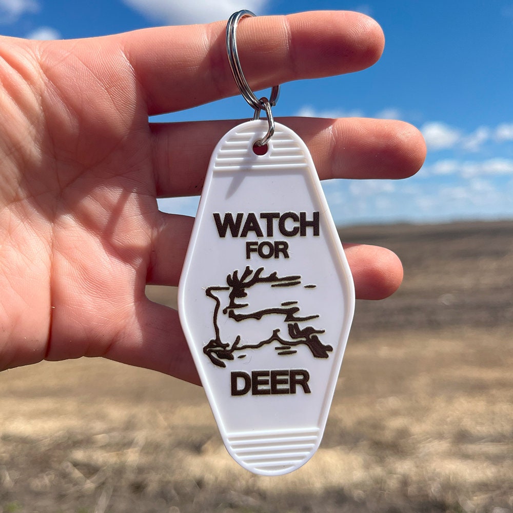 Watch for Deer - Motel Keychain - Etsy