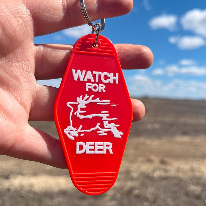 Watch for Deer - Motel Keychain - Etsy