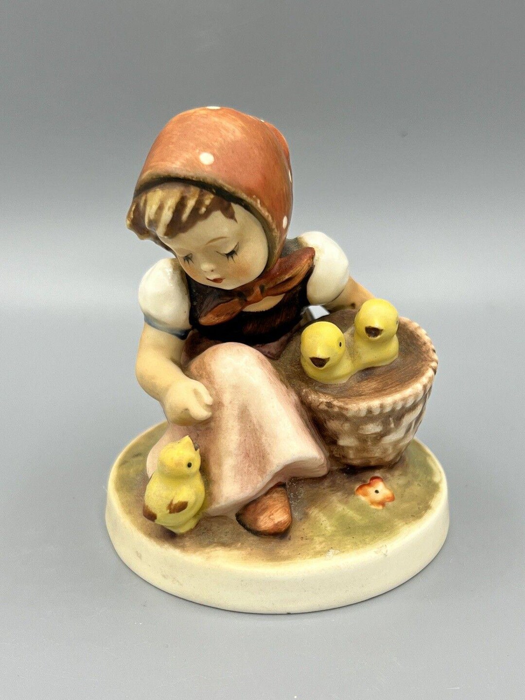 Goebel Hummel Figurine Girl With Chicks Kneeling Girl Basket Chicken ...