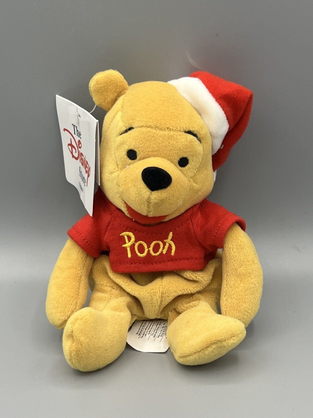 Disney Winnie the Pooh Santa Pooh Plush Soft Toy Beanie 8 Christmas ...