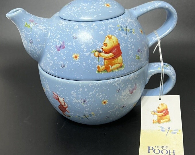 Disney Simply Pooh Tea Set Tea for One Teapot Mug Winnie the Pooh ...
