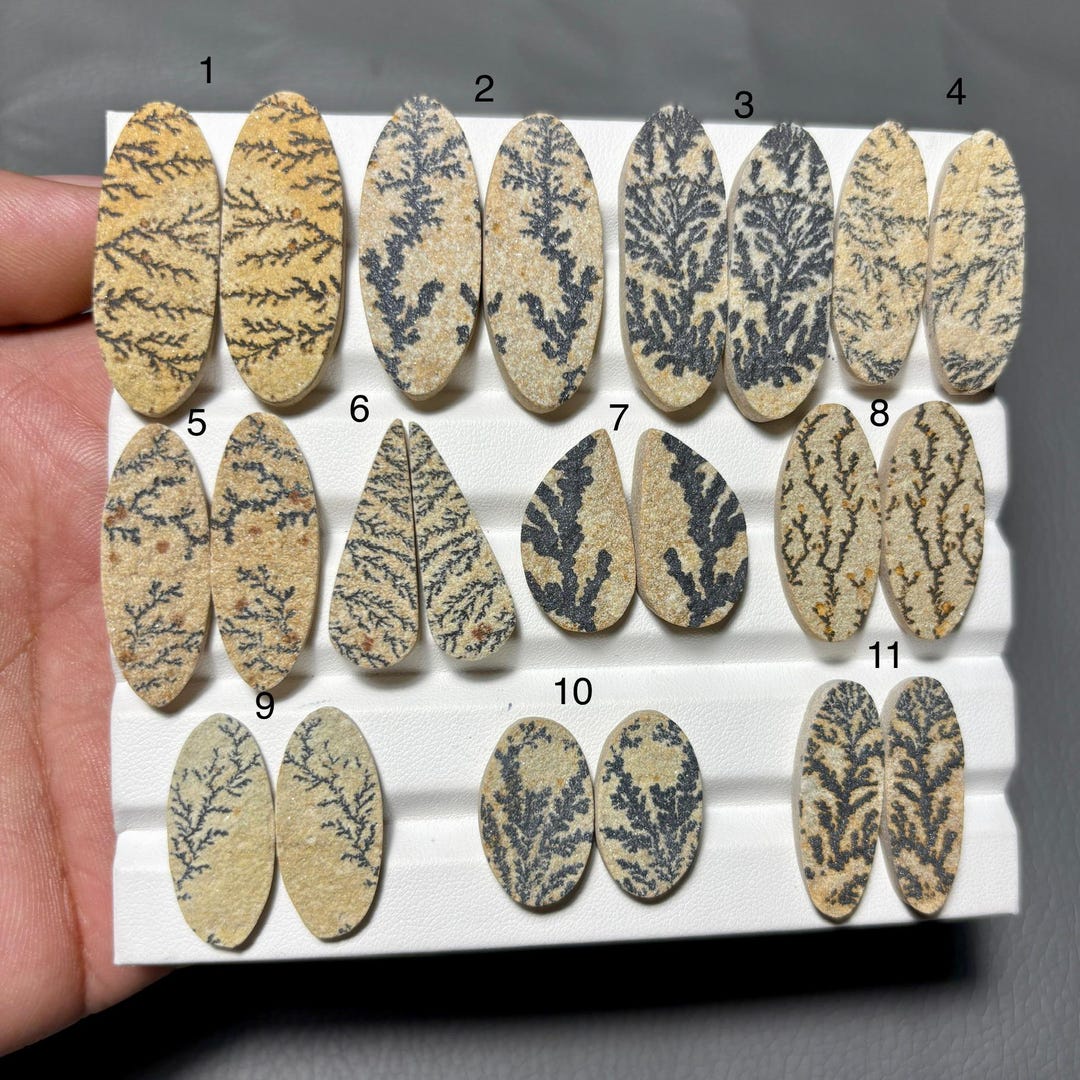 Scenic Dendritic Limestone Pair, Psilomelane Dendrite Druzy, Natural ...